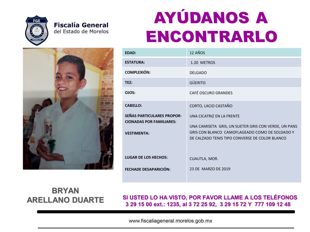 Bryan Arellano Duarte | Fiscalía General del Estado de Morelos